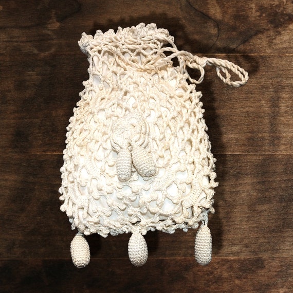 Pristine Antique Victorian Ivory Crochet Reticule ~ L… - Gem
