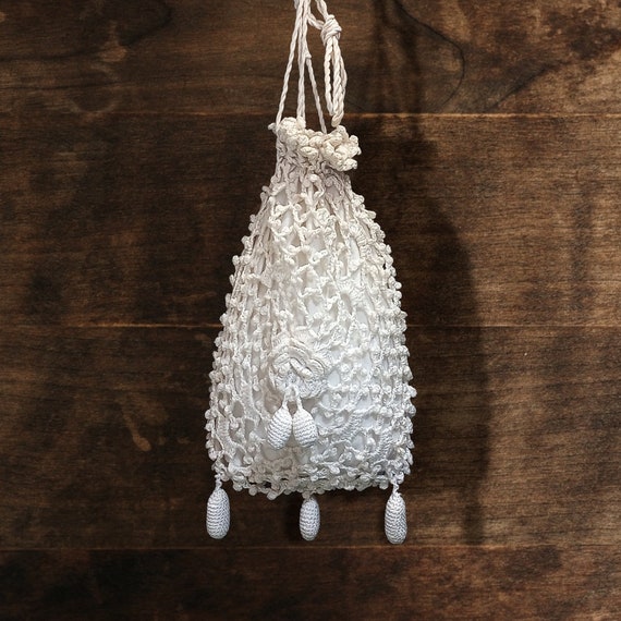 Pristine Antique Victorian Ivory Crochet Reticule ~ L… - Gem