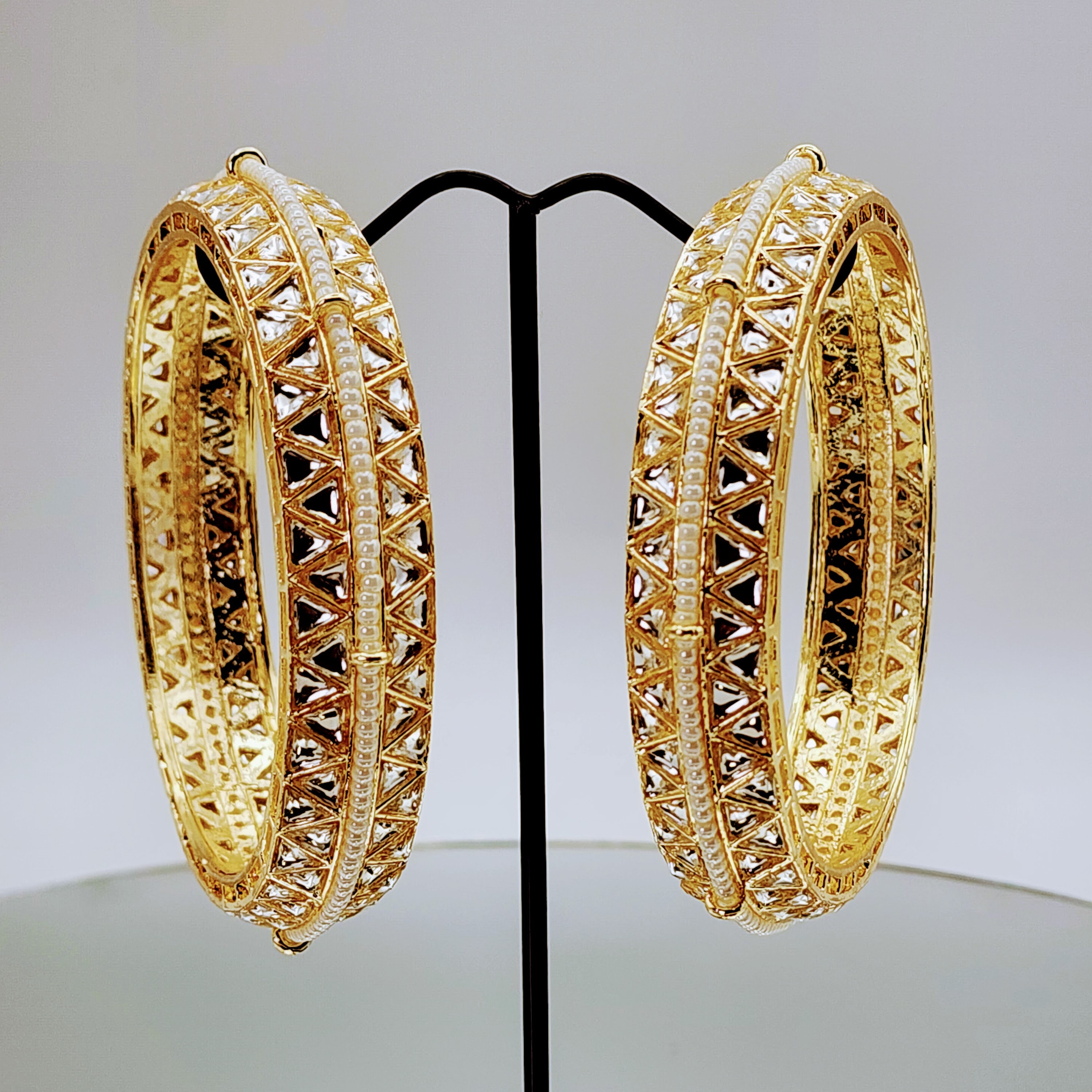 2.8 Size Indo Western Classic Bangles With Kundan and Pearls - Etsy