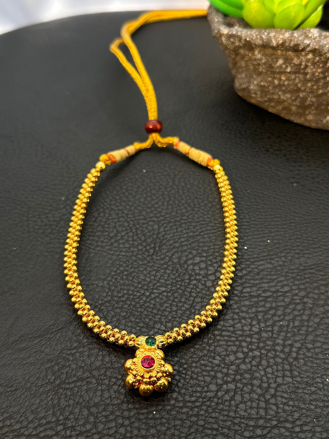 Maharashtrian Thushi Gold Ruby Green Choker Thin - Etsy