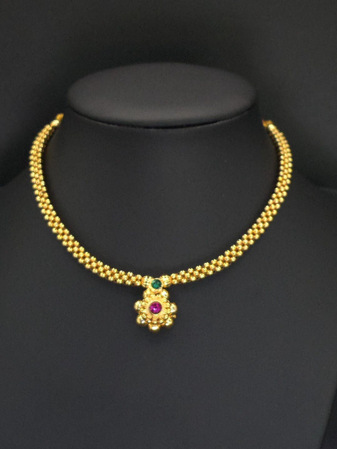 Maharashtrian Thushi Gold Ruby Green Choker Thin - Etsy