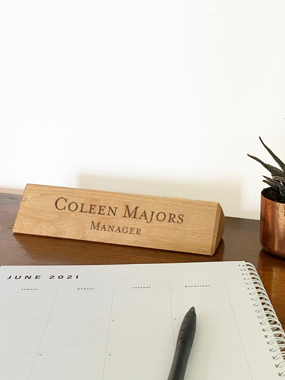 Custom Laser Engraved Alder Wood Desk Plate - Etsy
