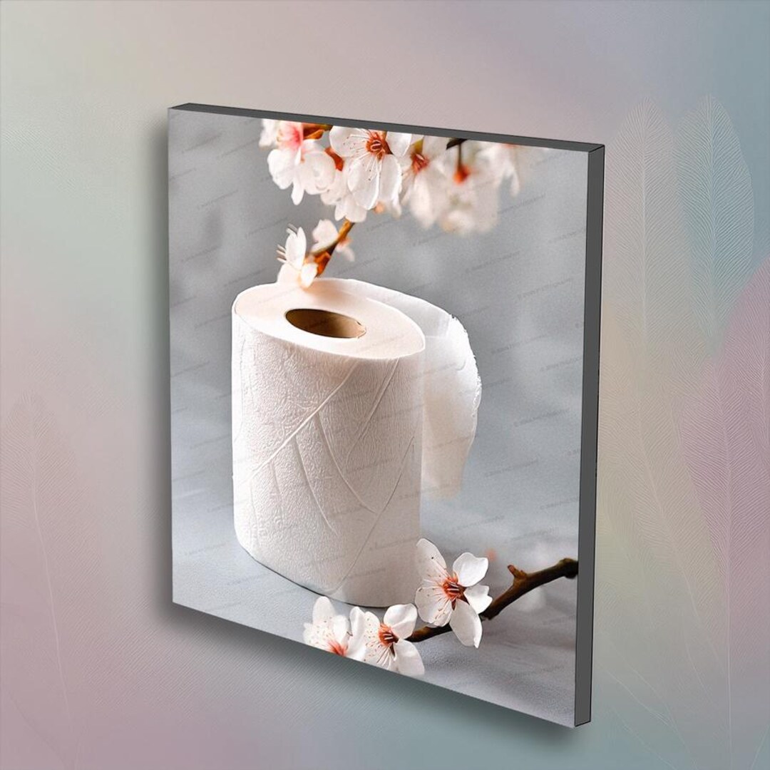 Spring Theme. Bathroom Photography Wall Art With Toilet Paper Theme for ...