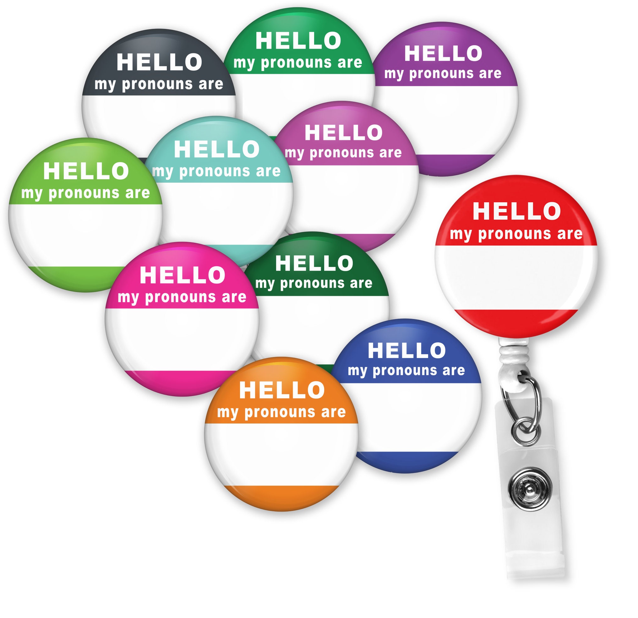 Pronoun Badge Reel New Colors - Etsy