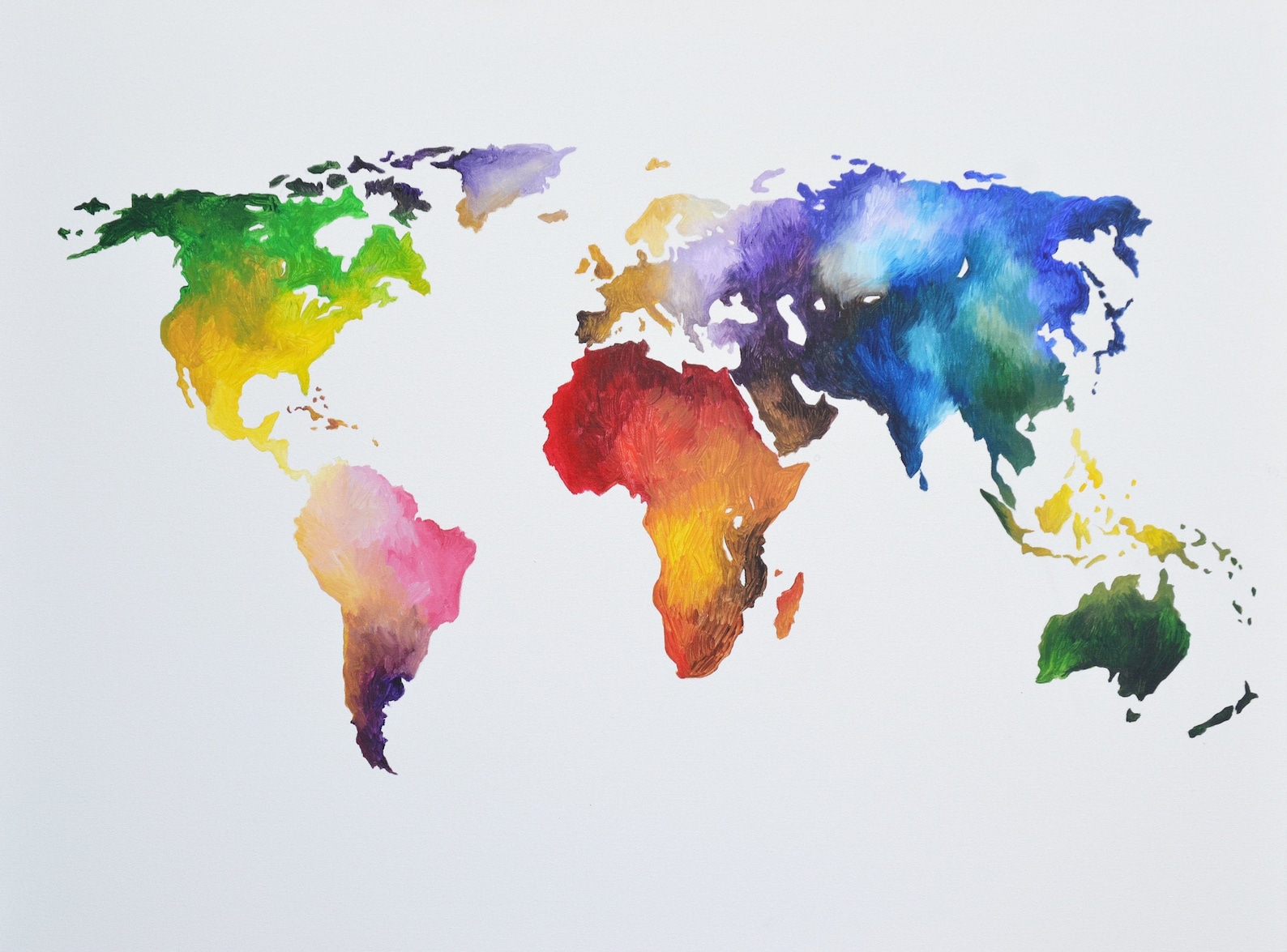 Rainbow World Map, Painted World Map, Colorful Map, Map of the World ...