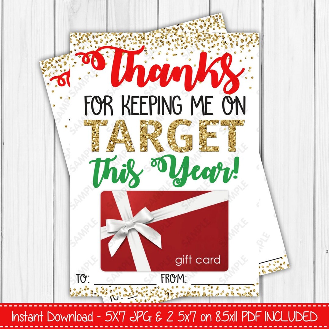 Instant Download - Thanks for Keeping Me on Target Christmas Gift ...