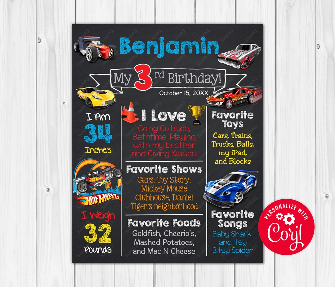 ANY AGE - Editable - Car Chalkboard Poster Milestone Chart - Printable ...