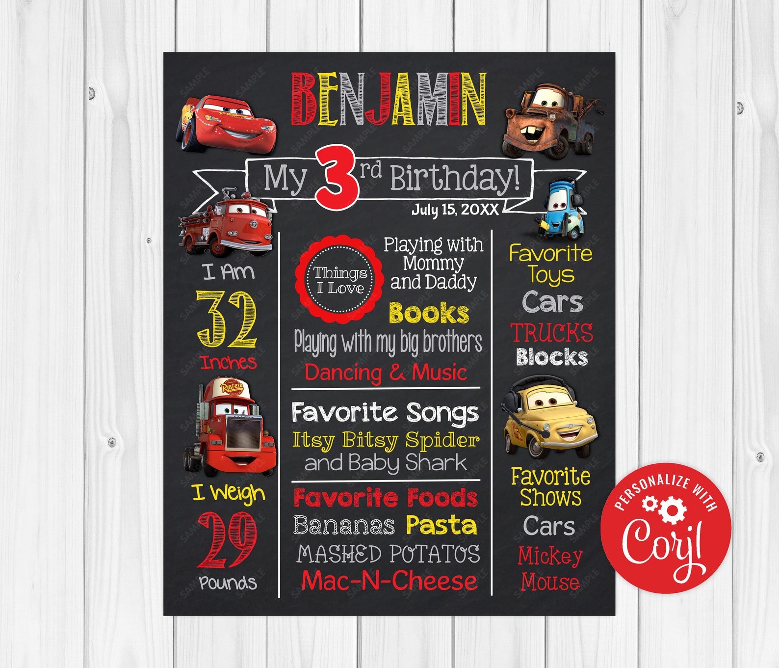 Cars Chalkboard Poster Milestone Chart Printable 24x36 20x30 - Etsy