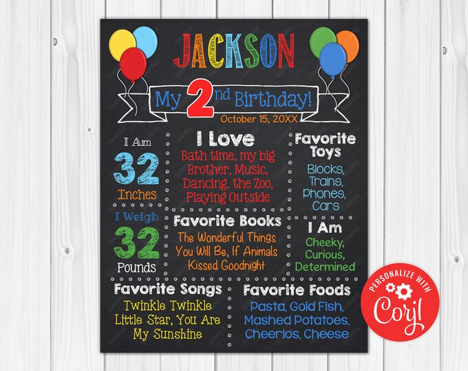 CUSTOM COLOR - Editable Balloon Chalkboard Poster Milestone Chart ...