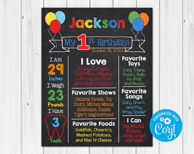 Balloon Chalkboard Clipart Changeable Milestone Poster Printable 24x36 ...