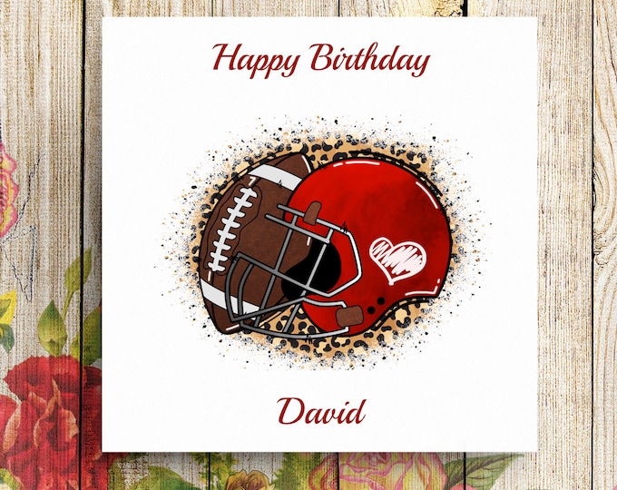 Personalised Birthday Card, Football Birthday Card, American Football ...