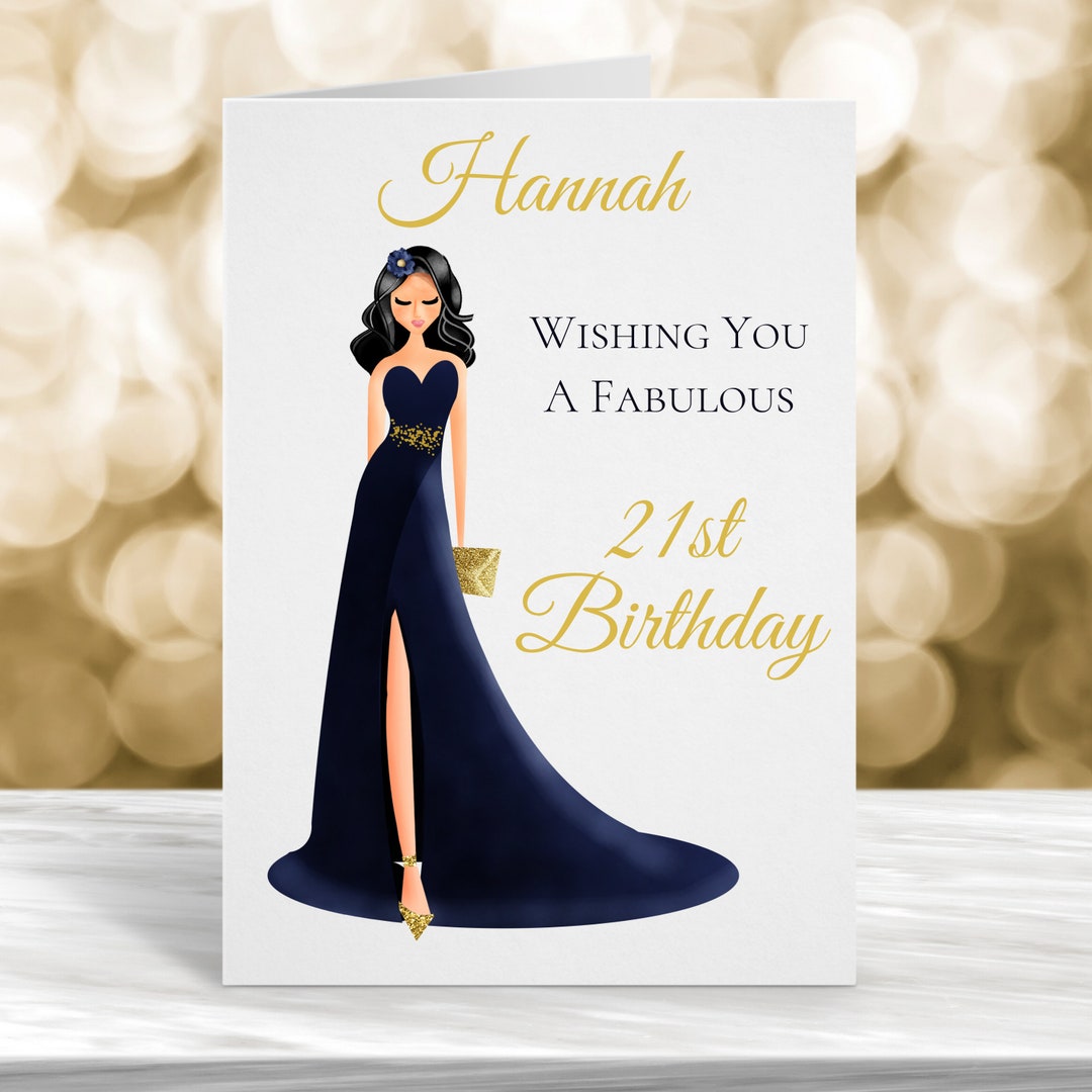 Personalized Glam Birthday Card, Elegant Birthday Girl - Etsy