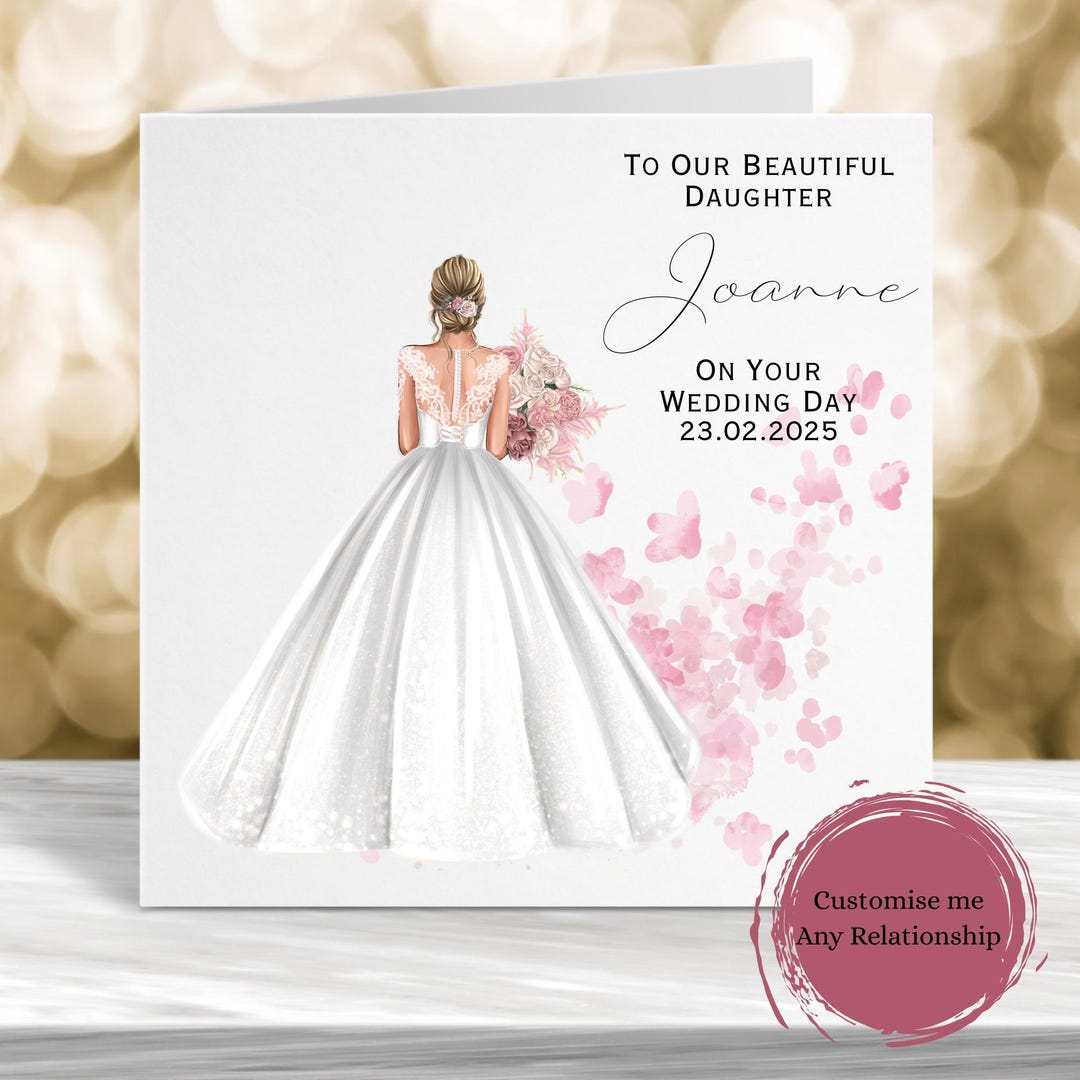 Personalised Daughter Wedding Card, Personalised Bride Card, Wedding ...