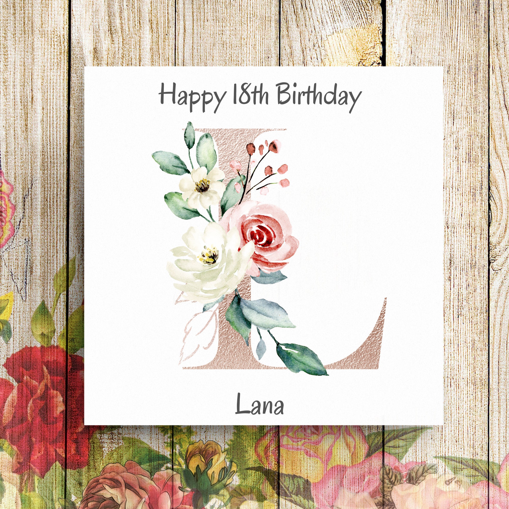 Personalised Initial Birthday Card, Card for Her, Daughter Birthday ...