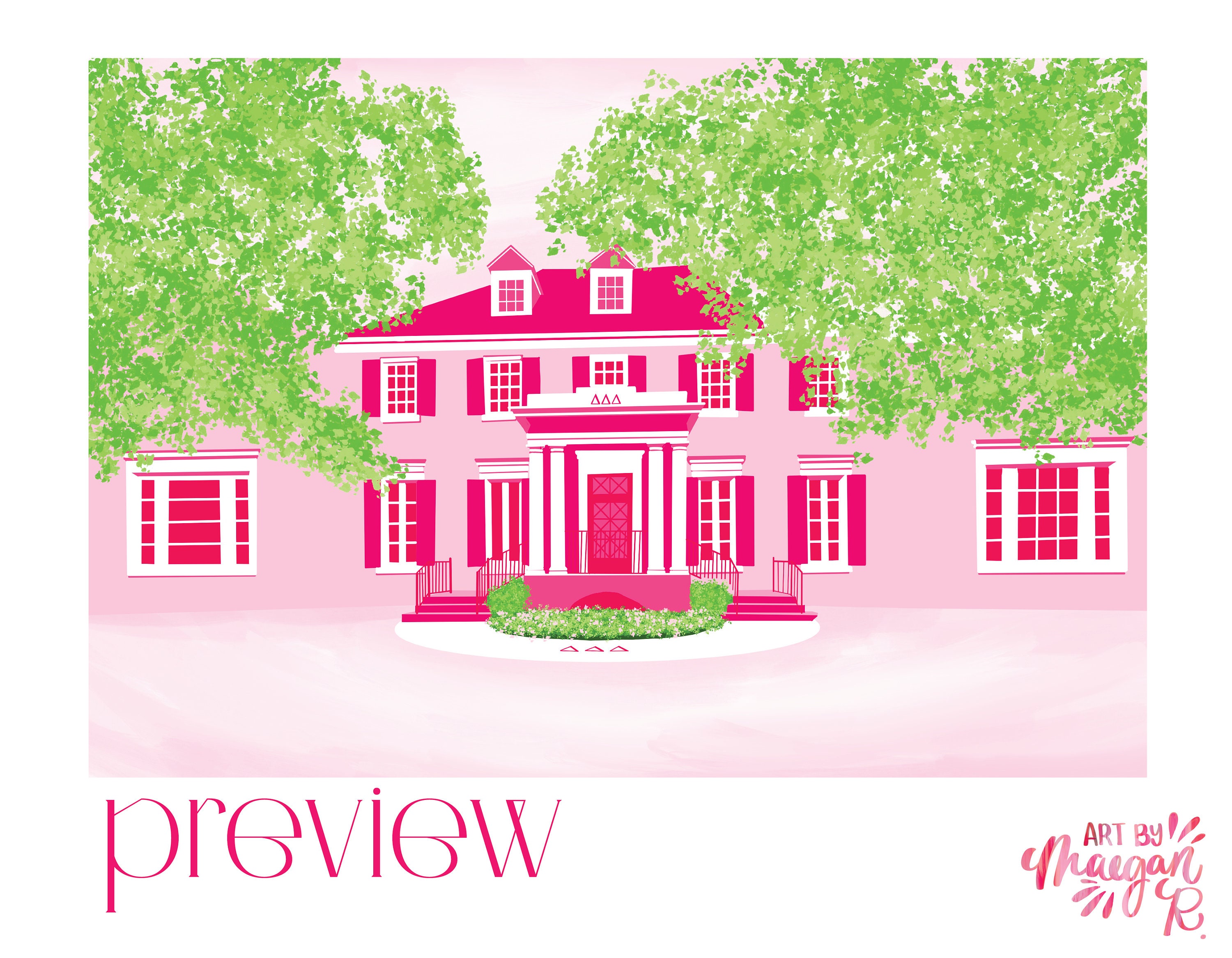 University of Georgia Tri Delta House Poster in Pink Digital Download ...
