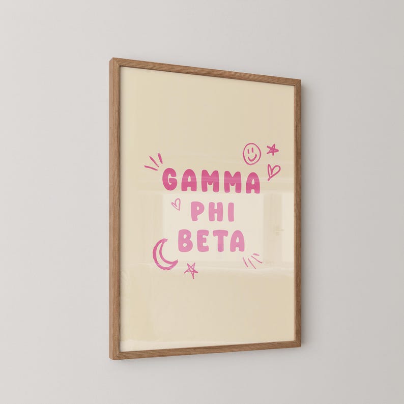Gamma Phi Beta Pink Doodle Print, Sorority Dorm Room Wall Art - DIGITAL ...