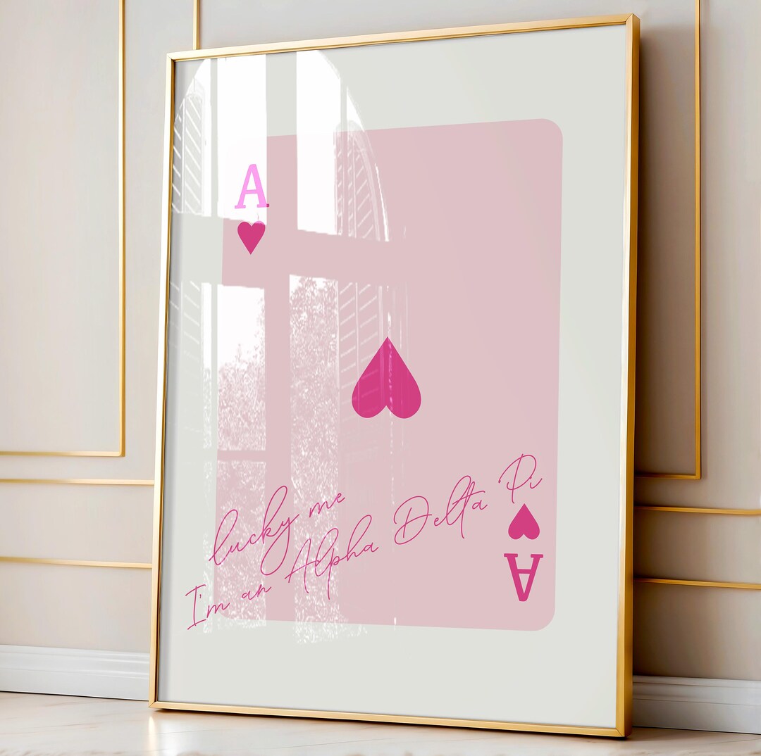 Alpha Delta Pi Sorority Wall Art Print, Pink, Ace Card - DIGITAL ...