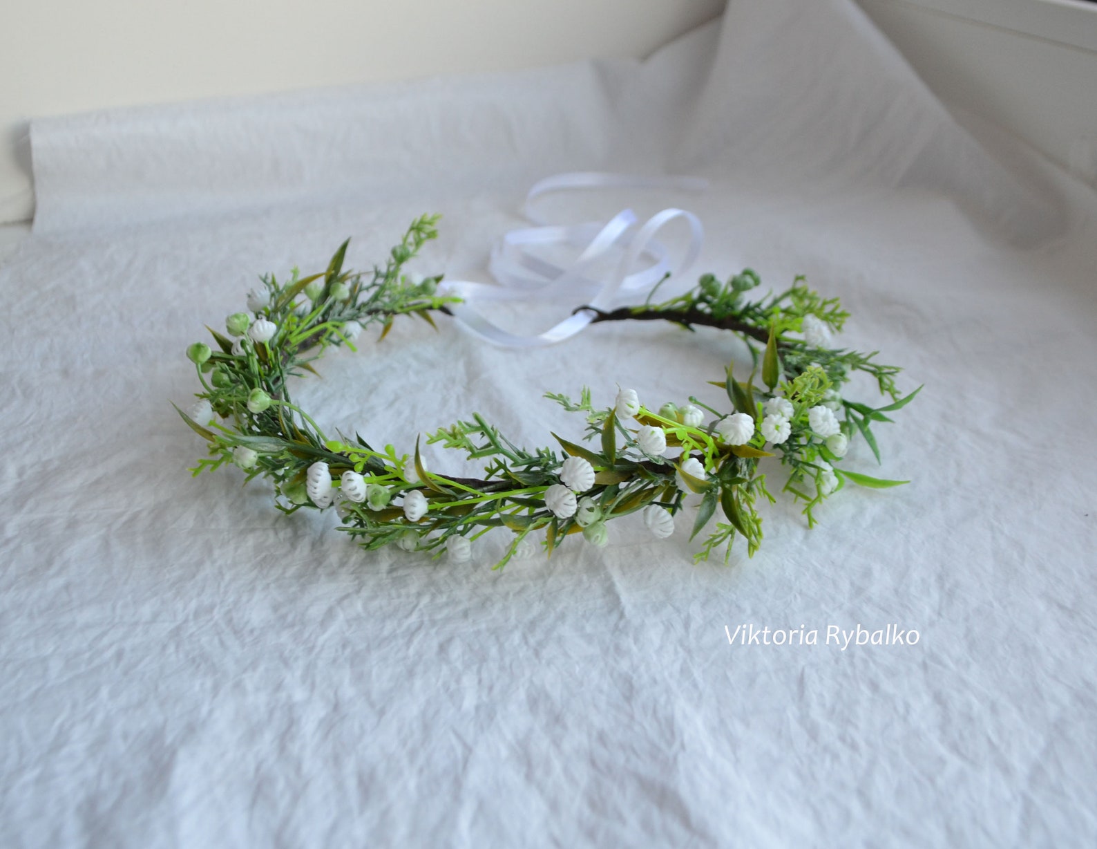 Greenery Flower Crown Outdoor Wedding Green Floral Crown Boho - Etsy