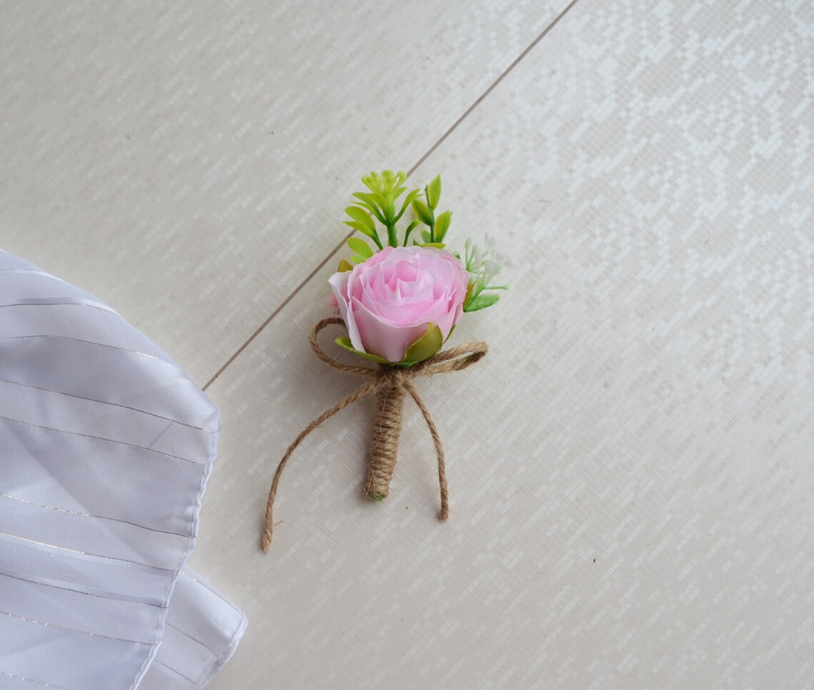Dusty Blue Boutonniere White Blush Buttonhole Red Wedding - Etsy