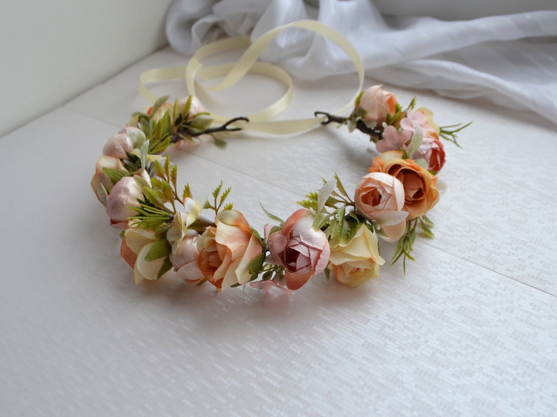 Beige Flower Girl Crown Baby Flower Crown Toddler Floral Crown Blush ...