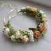 Beige White Flower Crown Pastel Flower Crown Bridesmad Floral Hairpiece ...
