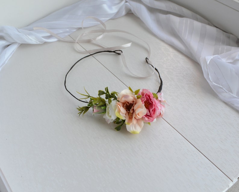 Small Pastel Flower Crown Dusty Pink Floral Crown Small | Etsy