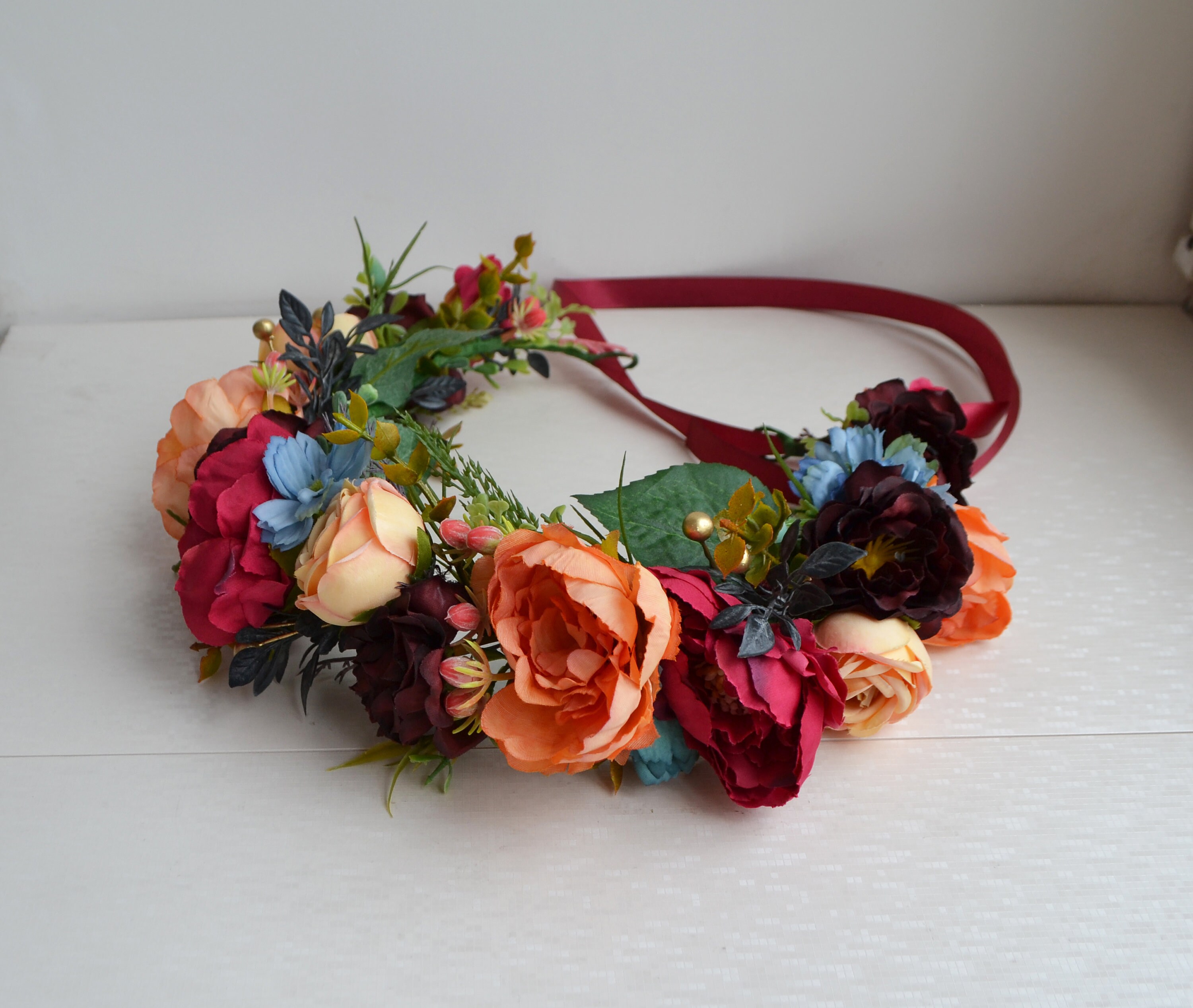 Burgundy Blue Orange Corsage Orange Boutonniere Fall Wrist - Etsy