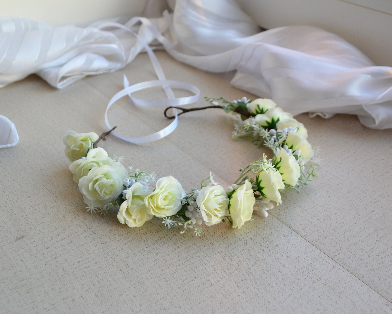 First Communion Flower Crown Small White Toddler Headband - Etsy