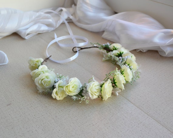 First Communion Flower Crown Small White Toddler Headband | Etsy