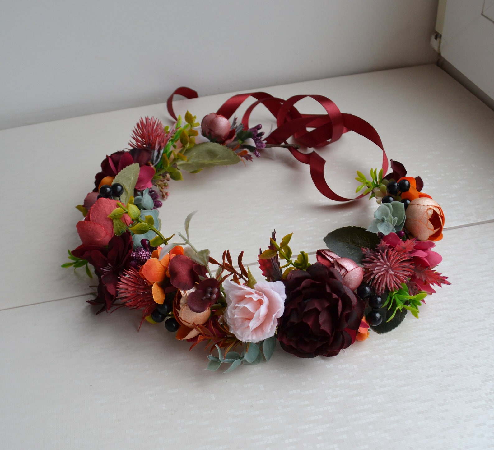 Fall Flower Crown Fall Wedding Bouquet Bridal Orange Headpiece - Etsy