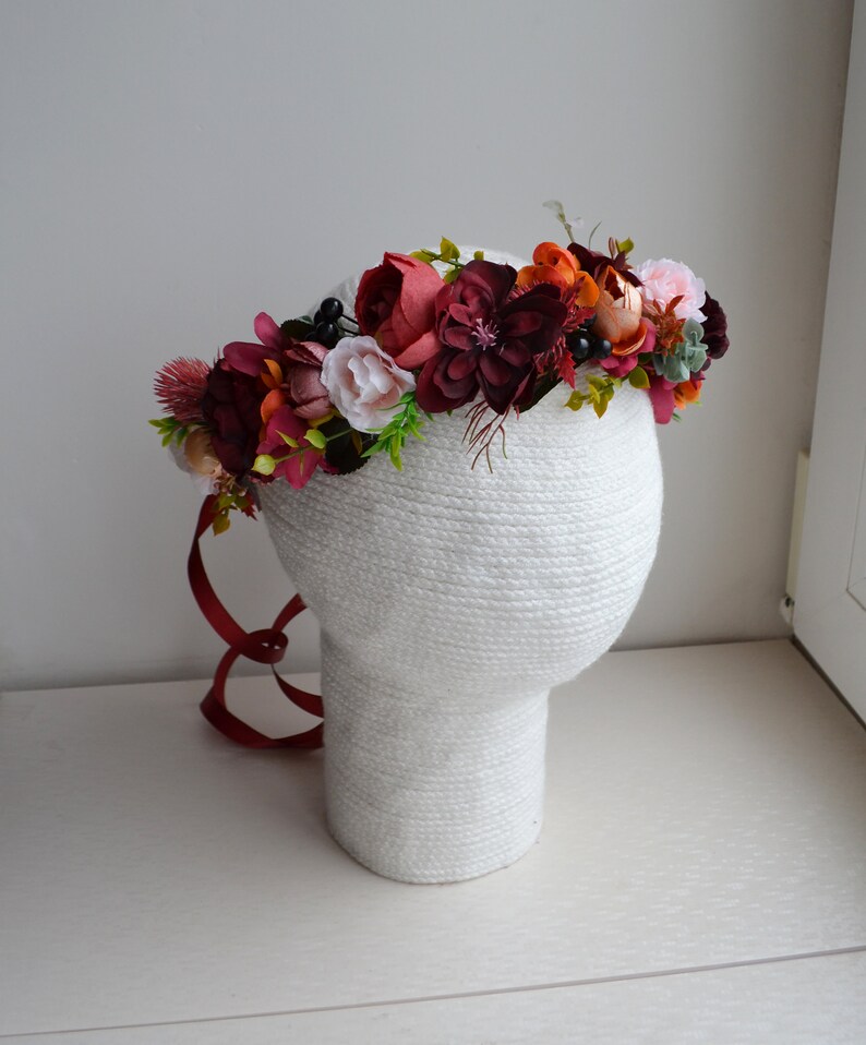 Fall Flower Crown Fall Wedding Bouquet Bridal Orange Headpiece - Etsy