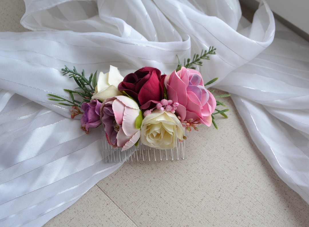 Lilac Flower Comb Light Purple Hair Comb Purple Hair Clip Wedding ...