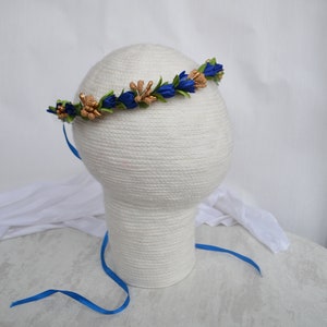 Navy Blue Gold Flower Crown Small Blue Flower Crown Navy Flower Girl ...