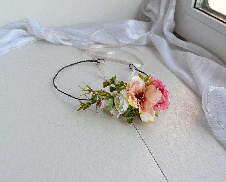 Small Pastel Flower Crown Dusty Pink Floral Crown Small | Etsy