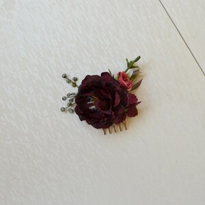 Burgundy Purple Pink Flower Comb Small Flower Comb Flower Girl Comb ...