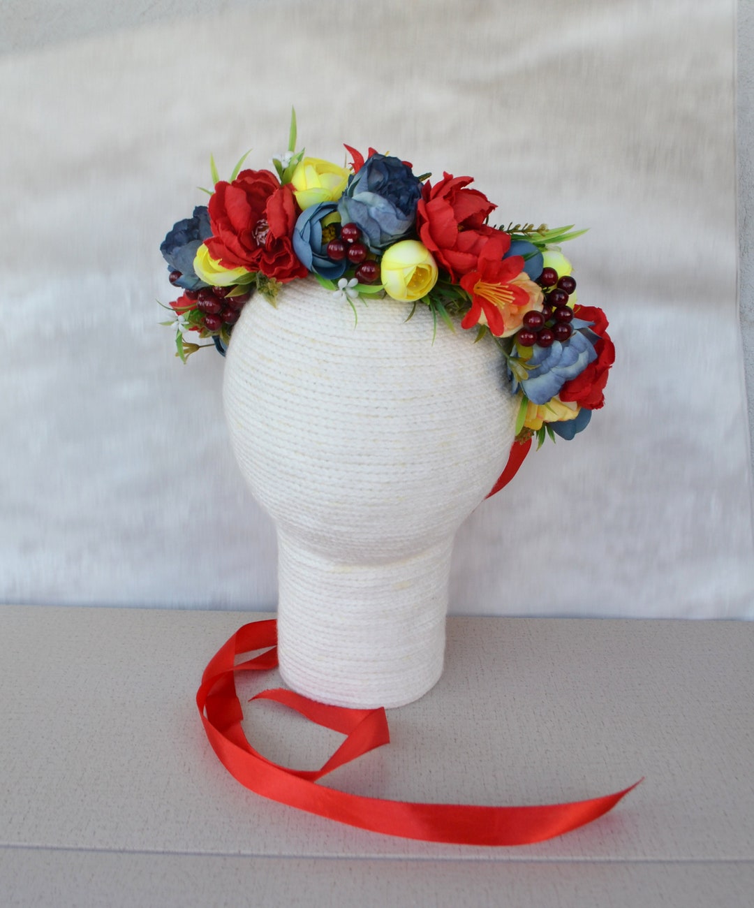 Ukrainian Vinok Ukrainian Headband Flower Crown Large Blue Yellow ...