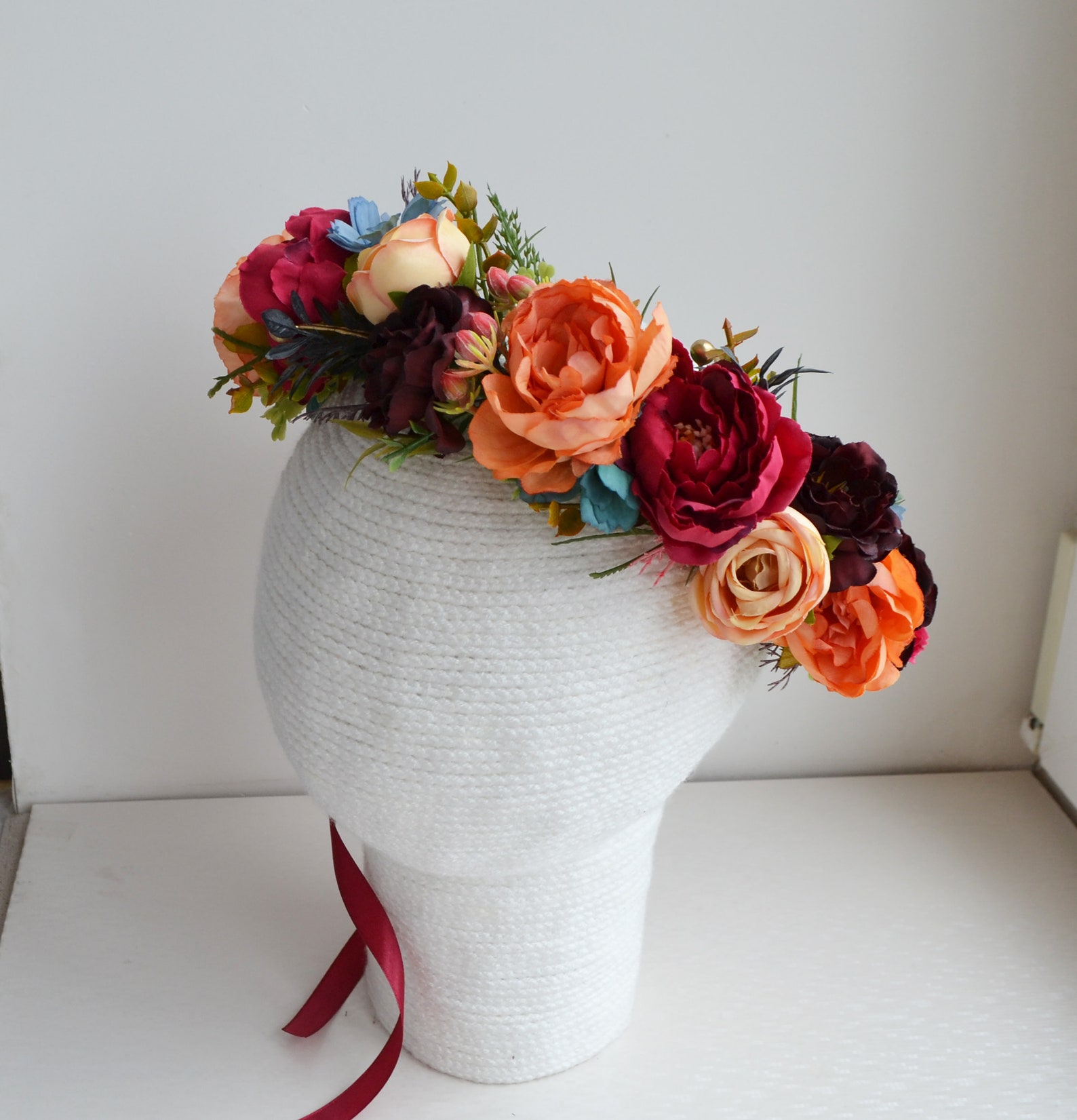 Burgundy Blue Orange Corsage Orange Boutonniere Fall Wrist - Etsy