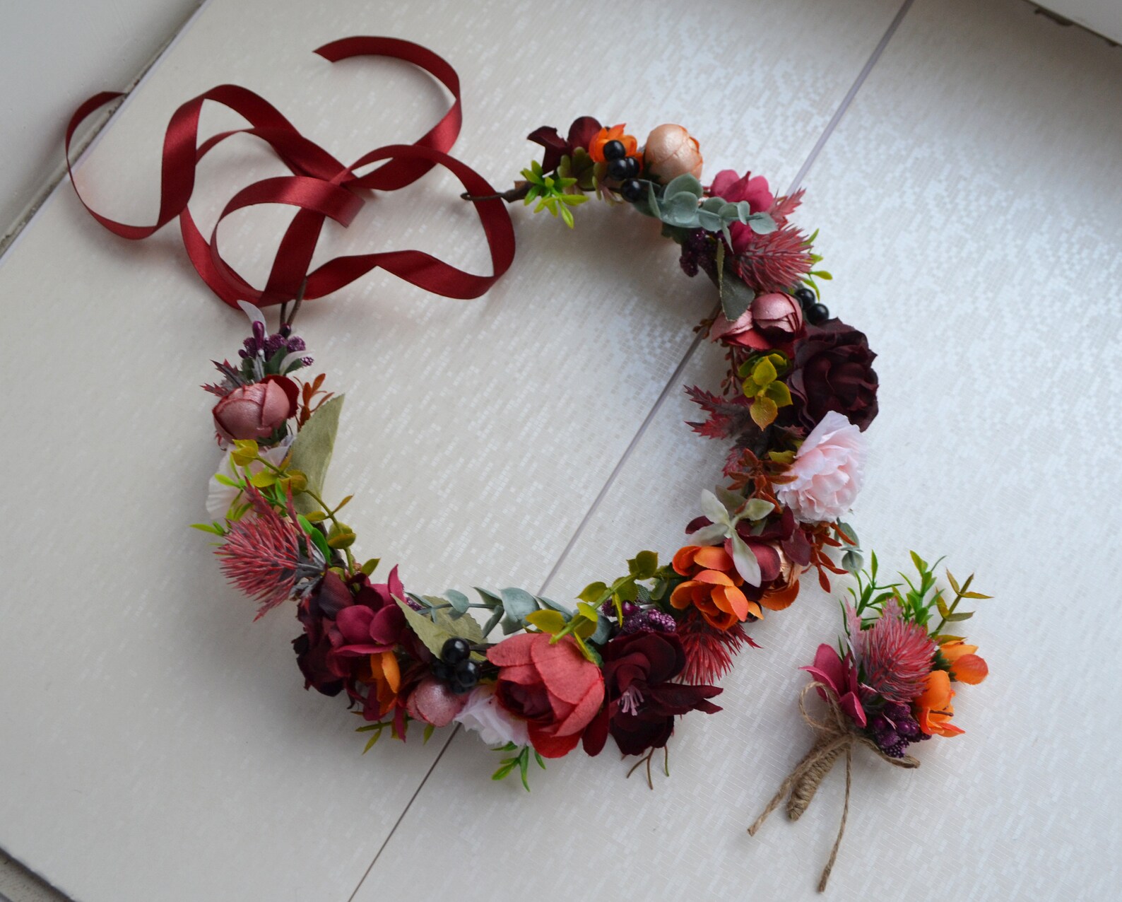 Fall Flower Crown Fall Wedding Bouquet Bridal Orange Headpiece - Etsy