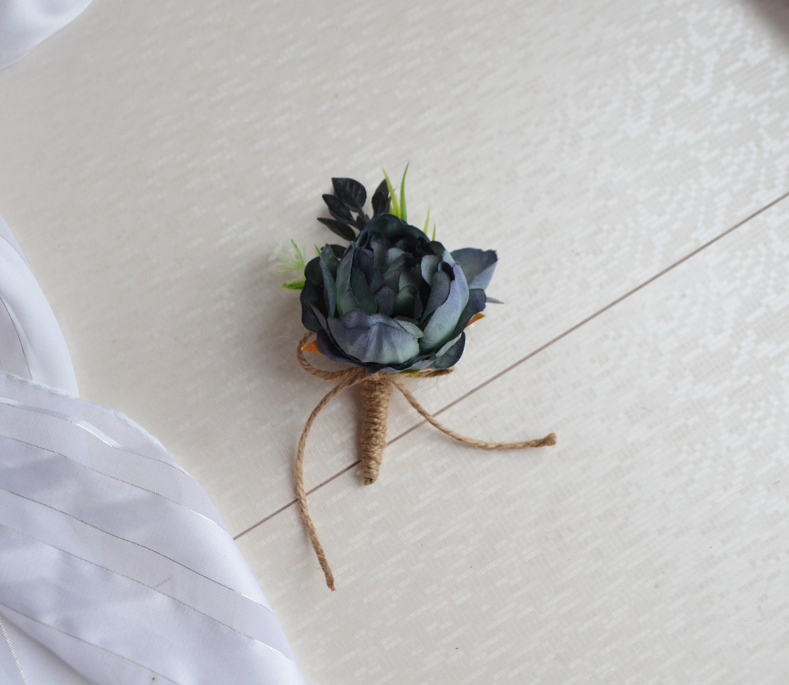 Dusty Blue Boutonniere White Blush Buttonhole Red Wedding - Etsy