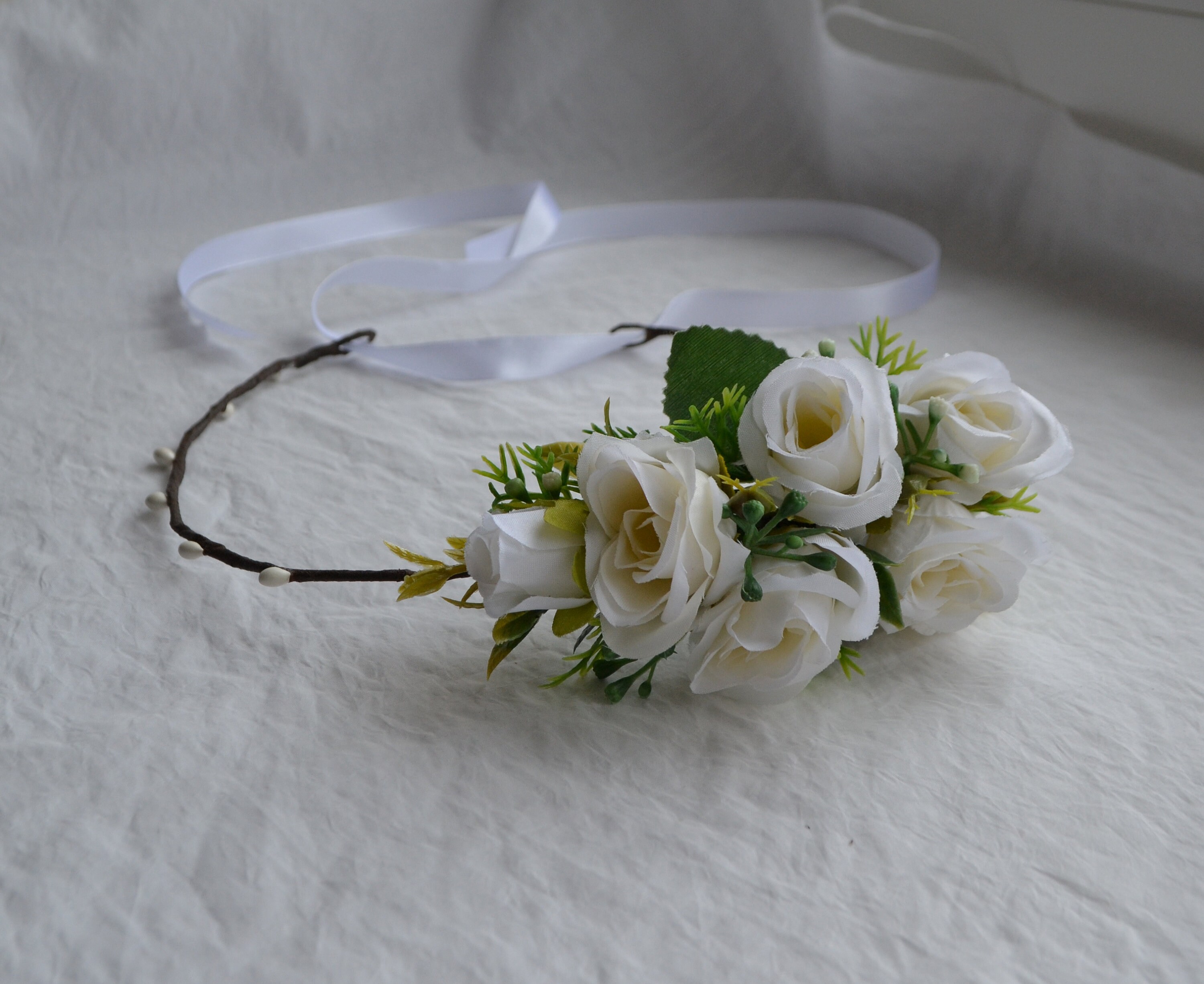 White Flower Crown Wedding Floral Crown for Bride Bridesmade Flower ...