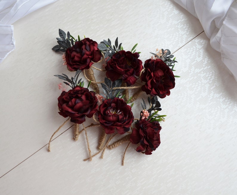 Burgundy Wrist Corsage Small Deep Red Bridesmaid Corsage | Etsy