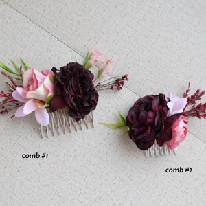 Burgundy Pink Wedding Flower Crown Deep Red Blush Floral Crown - Etsy