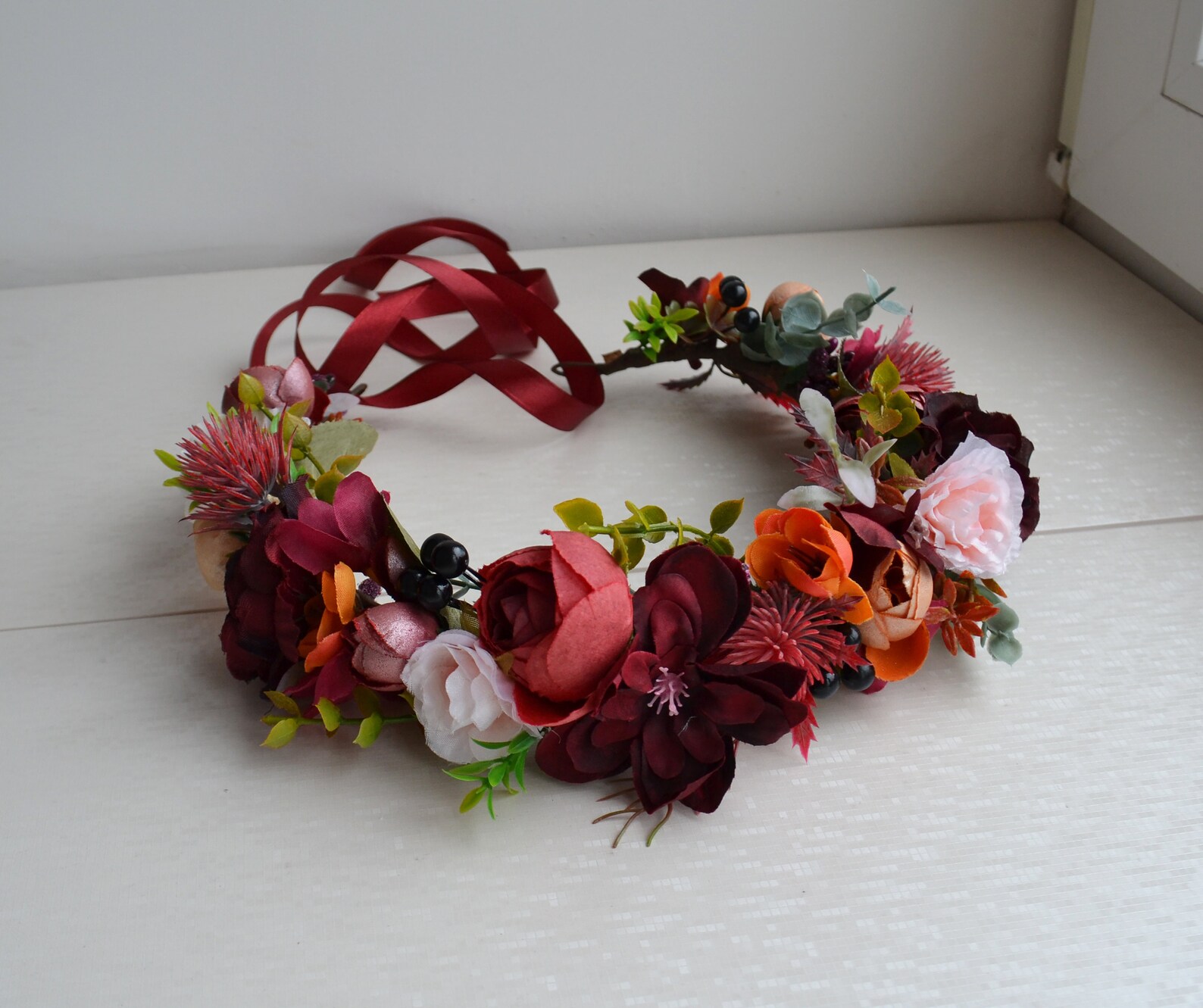 Fall Flower Crown Fall Wedding Bouquet Bridal Orange Headpiece - Etsy