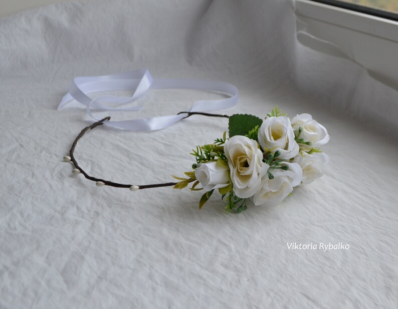 White Flower Crown Wedding Floral Crown for Bride Bridesmade Flower ...