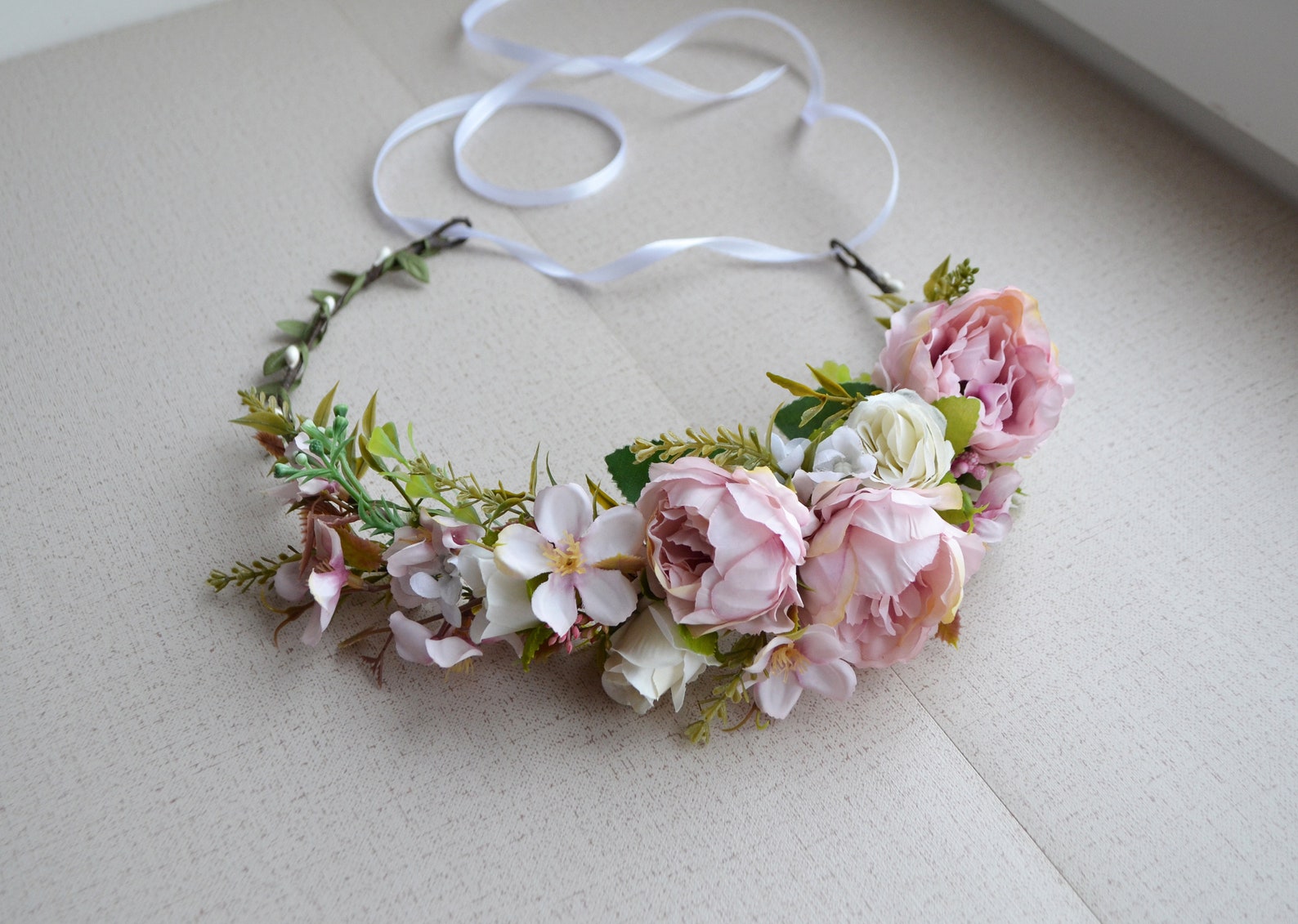 Blush Peony Flower Crown Wedding Floral Crown Peony Bridesmade | Etsy