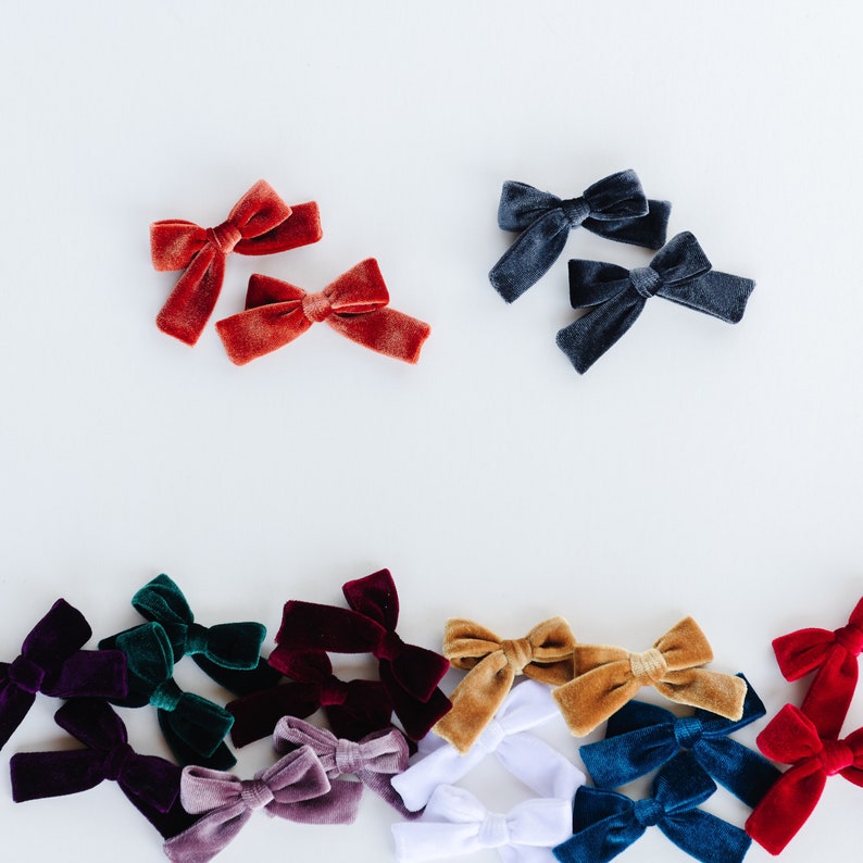 Mini Velvet Bows for Pigtails/ Velvet Piggy Clips/ Velvet Pigtail Sets ...