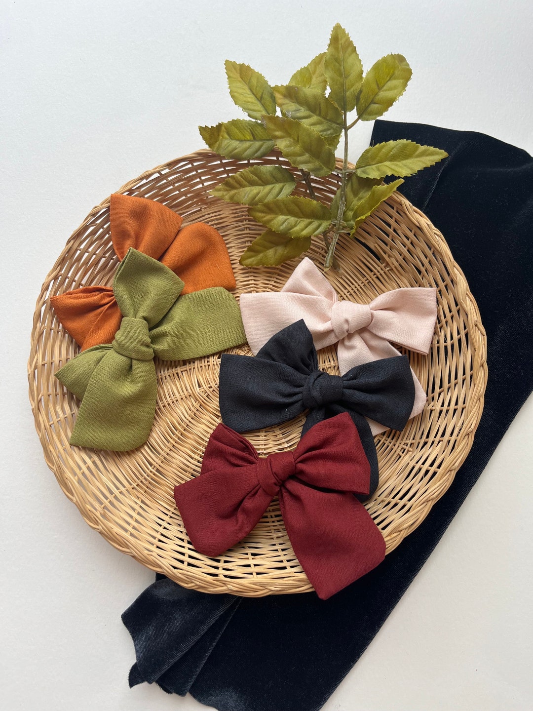 Solid Fall Colored Fabric Pinwheel Hair Bows - Etsy