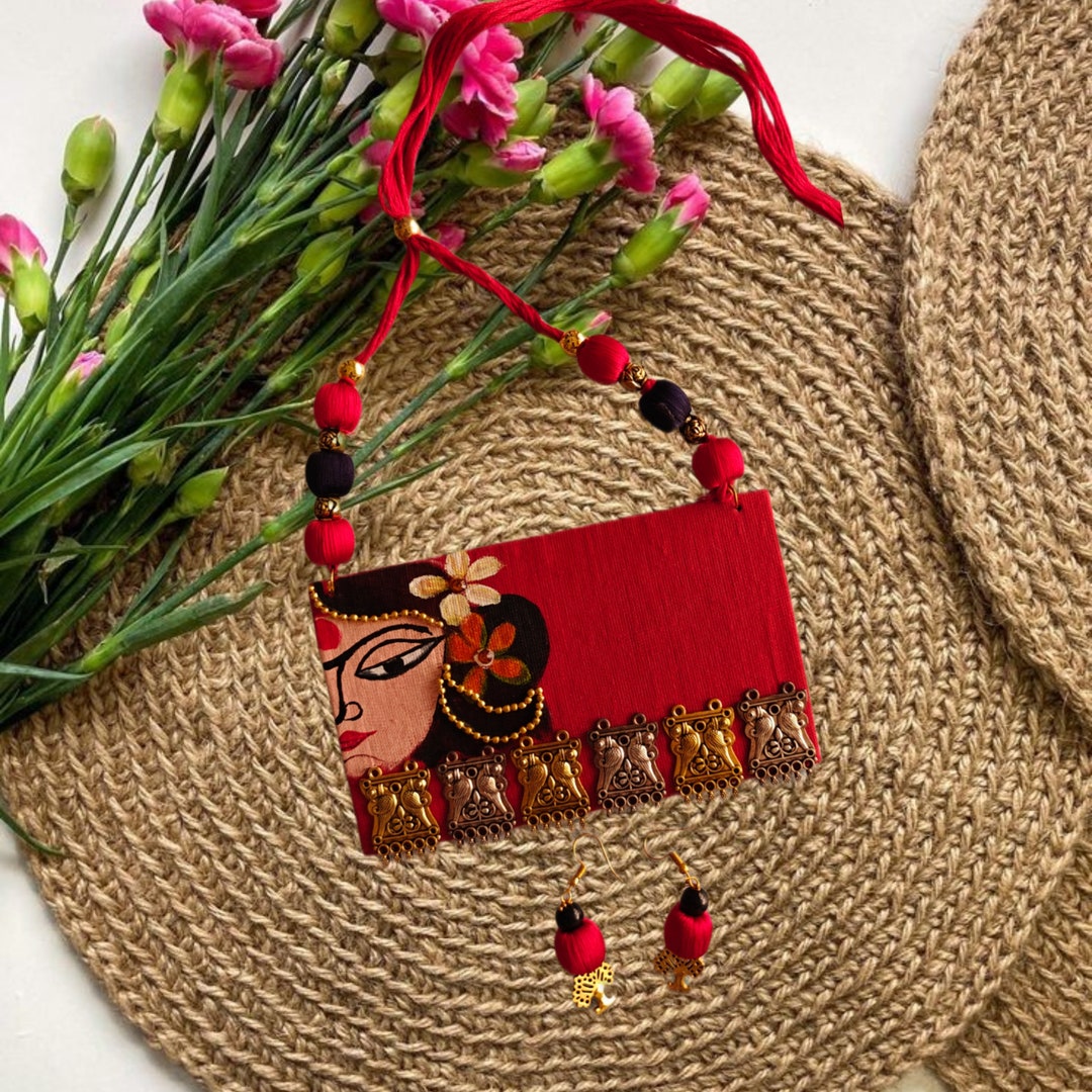 Traditional Art Hand Painted Jewellery Set - Etsy