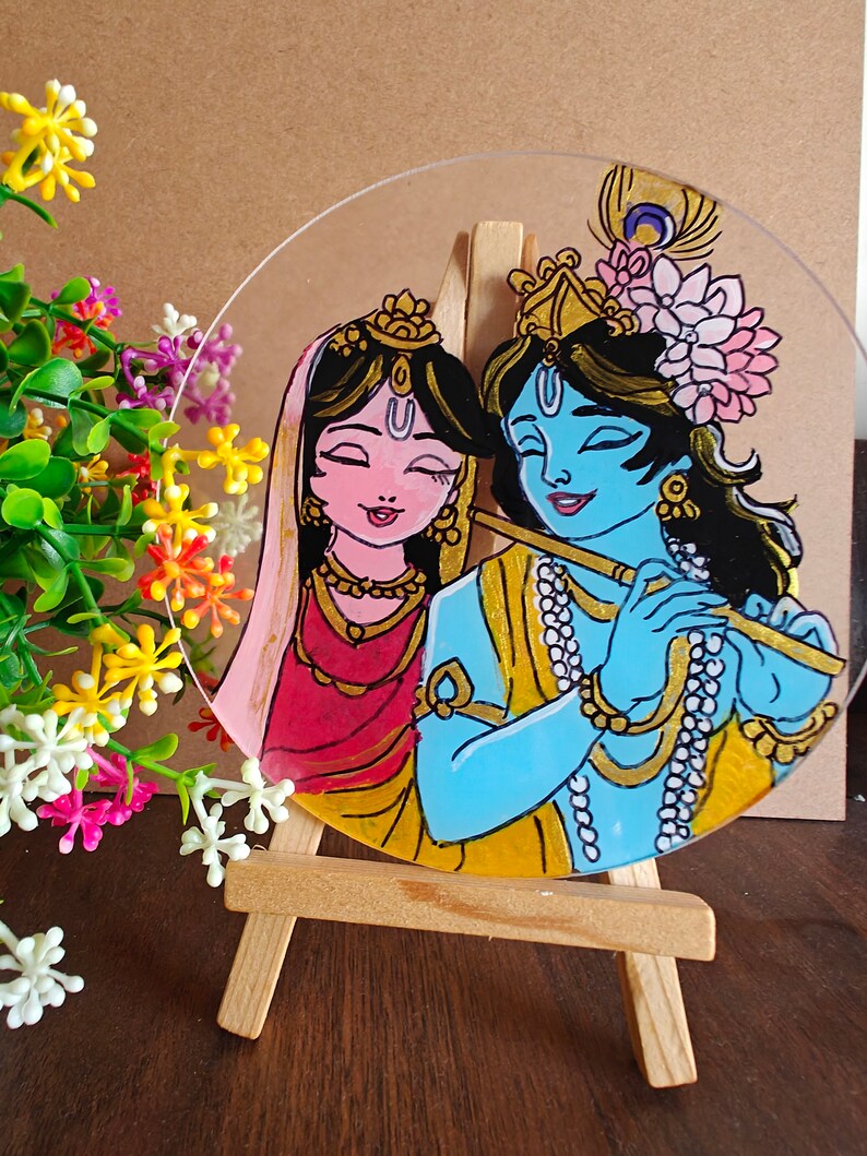 Radha Krishna Glass Painting on Acrylic Sheet - Etsy