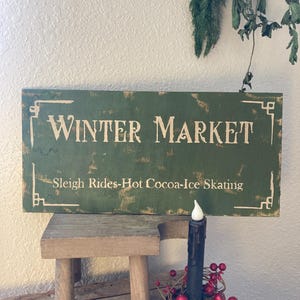 Winter Market Sign/ Primitive Christmas Sign Decor Rustic Christmas ...